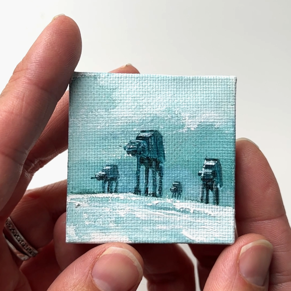 COMMISSION a miniature painting of Tiny Hoth – Upcycled Vintage Art